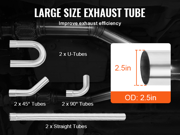 DIY Universal Exhaust Kit 8 Pieces Exhaust Pipe Kit with Slip-Fit Joint ...
