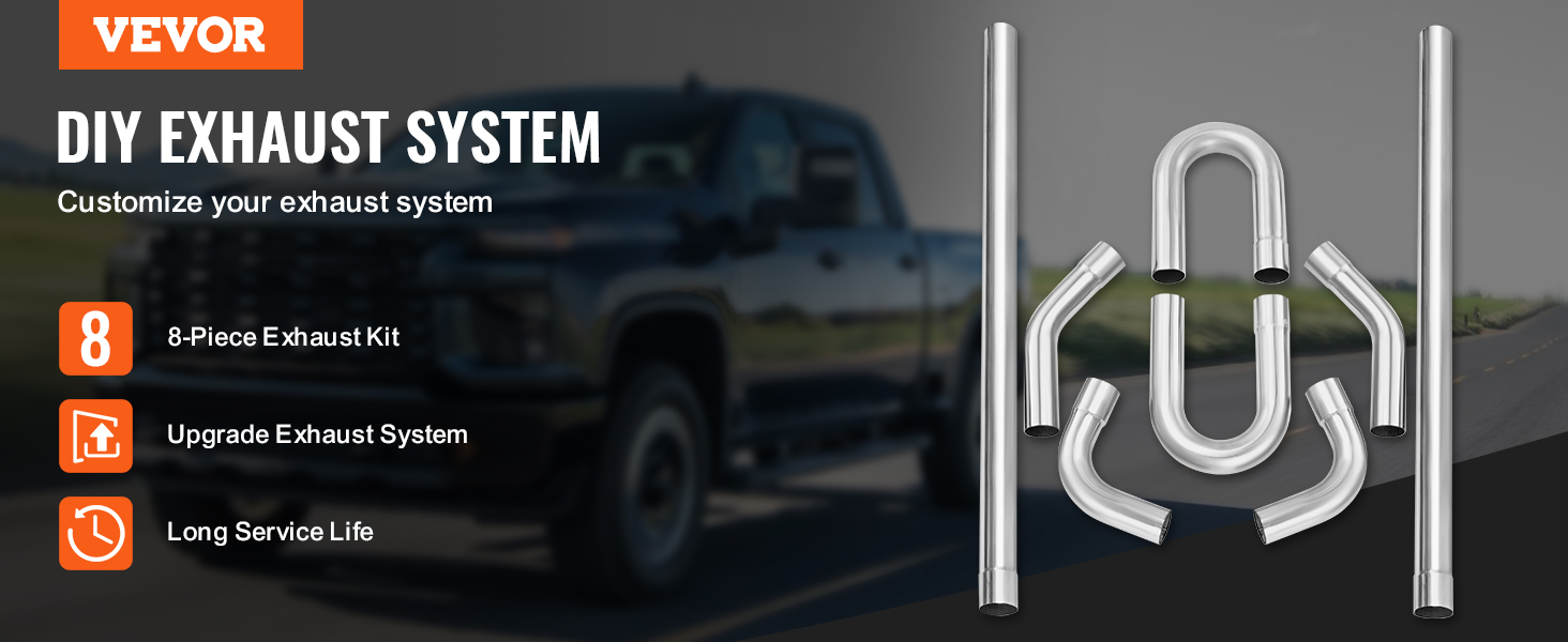 DIY Universal Exhaust Kit 8 Pieces Exhaust Pipe Kit with Slip-Fit Joint ...