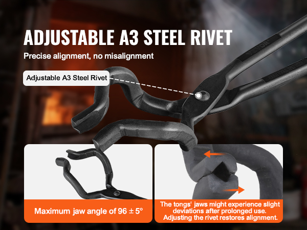 VEVOR Blacksmith Tongs, 18” Z V-Bit Tongs, Carbon Steel Forge Tongs ...