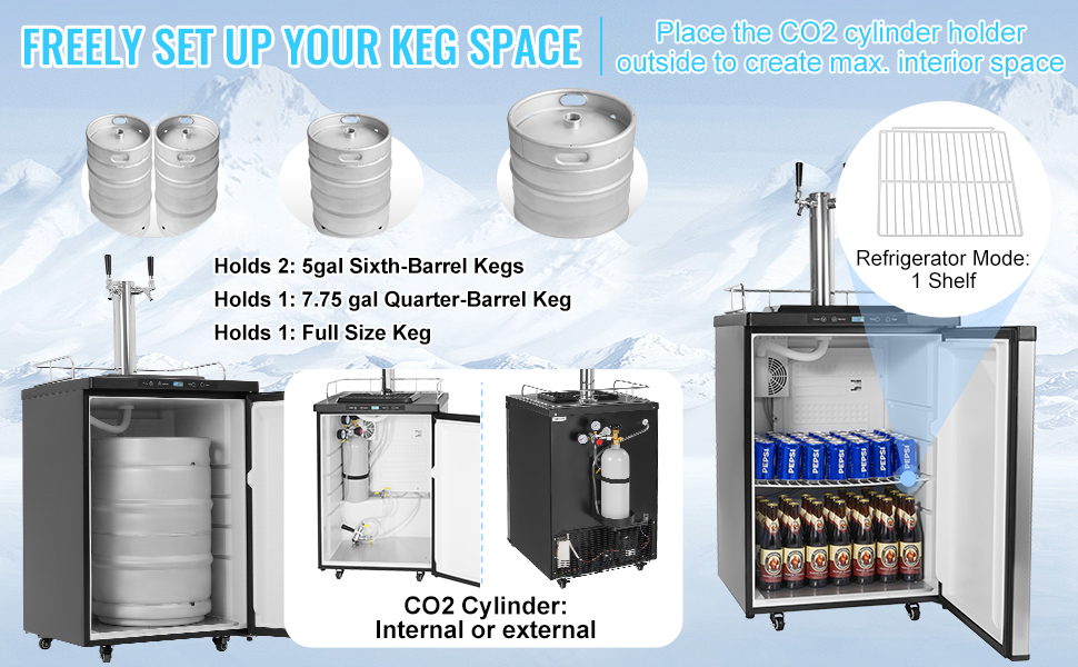 VEVOR Beer Kegerator Draft Beer Dispenser Full Size Keg Refrigerator ...