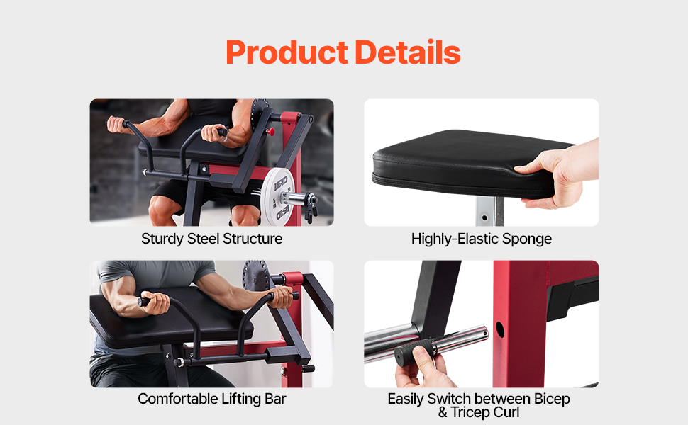 VEVOR 2 in 1 Preacher Curl Bench Bicep Curls and Triceps Extension ...