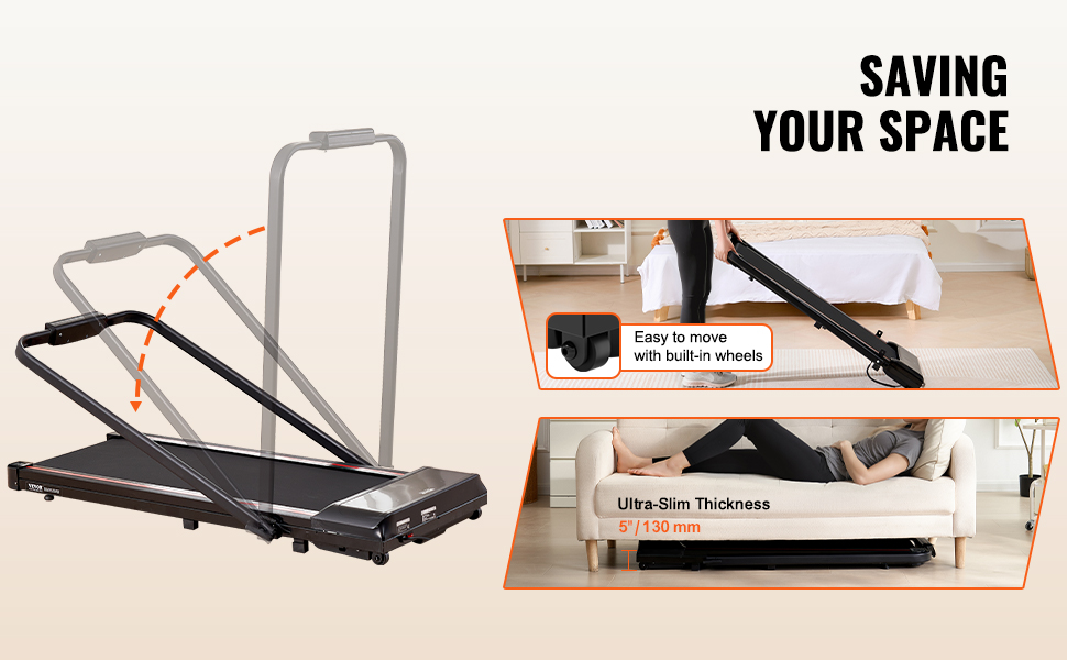VEVOR Walking Pad Under Desk Treadmill with Handle Bar for Home Office ...