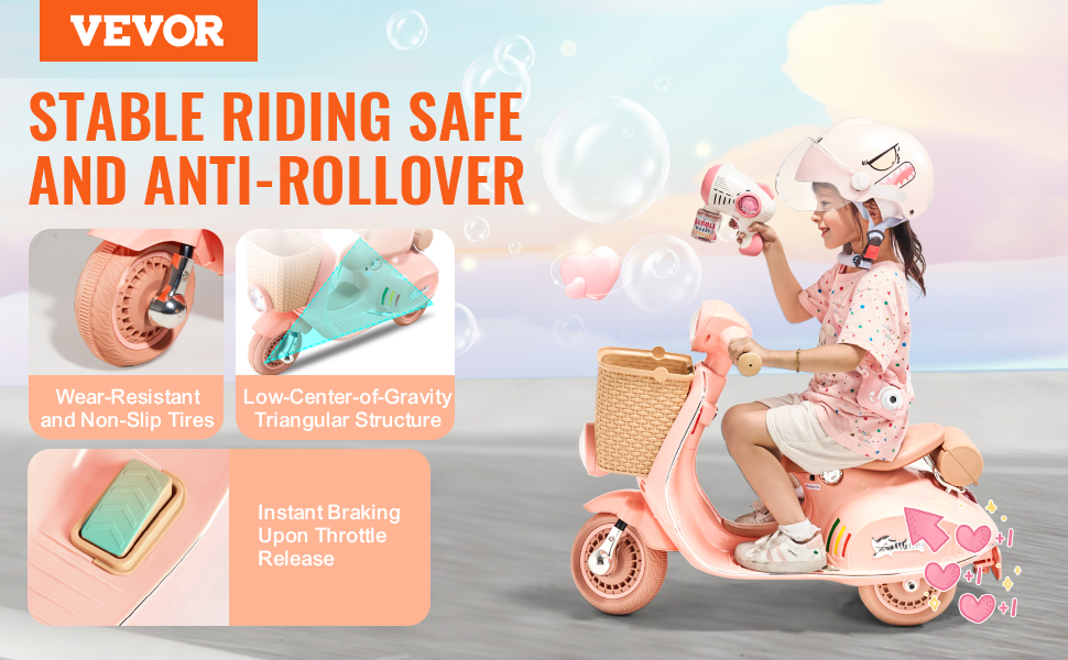Kids Ride on Motorcycle 6V Electric Motor Trike with LED for Kids Aged ...