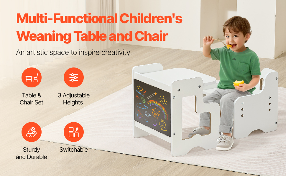 Weaning Table and Chair Set Montessori Toddler Desk with Blackboard ...