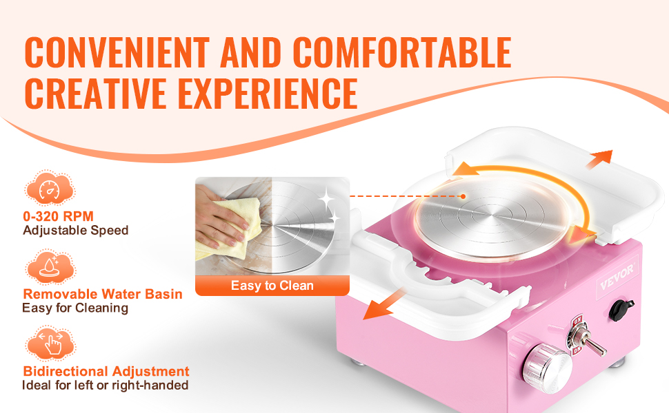 VEVOR Mini Pottery Wheel Electric Ceramic Wheel Machine 0-320RPM Speed ...