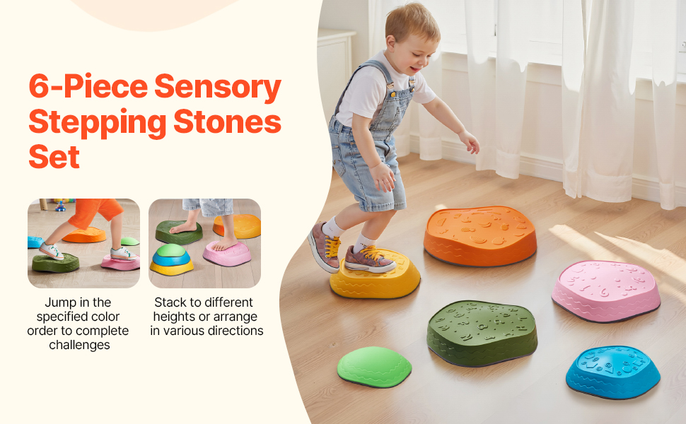 VEVOR Kids Balance Stepping Stones Sensory Obstacle Course 6 PCS ...