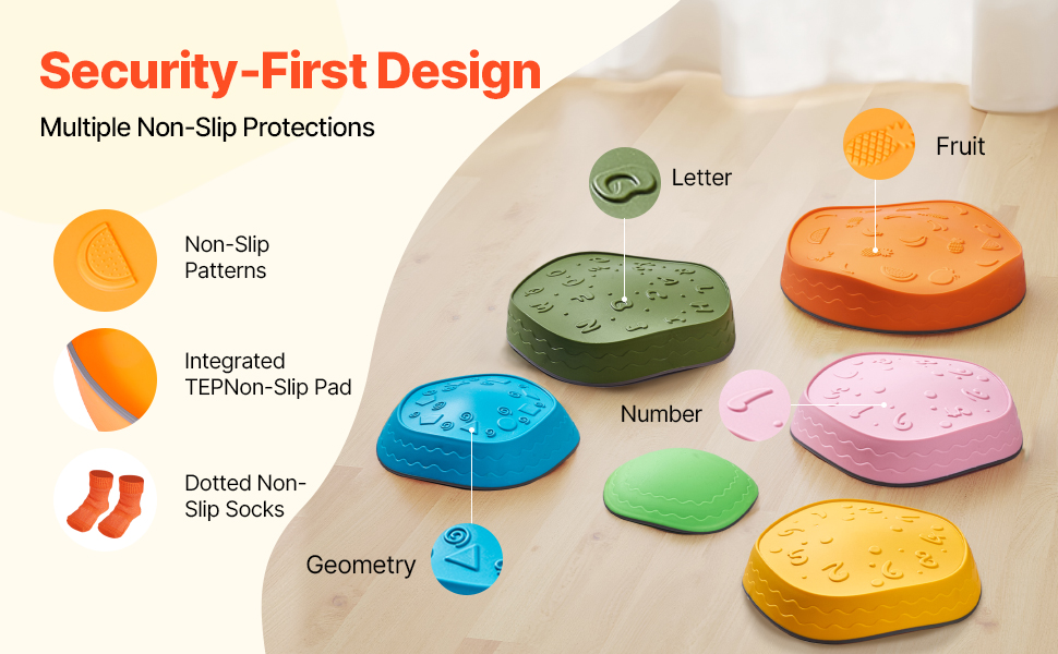 VEVOR Kids Balance Stepping Stones Sensory Obstacle Course 6 PCS ...