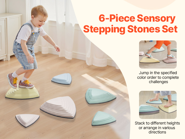 VEVOR Kids Balance Stepping Stones Sensory Obstacle Course 6 PCS ...