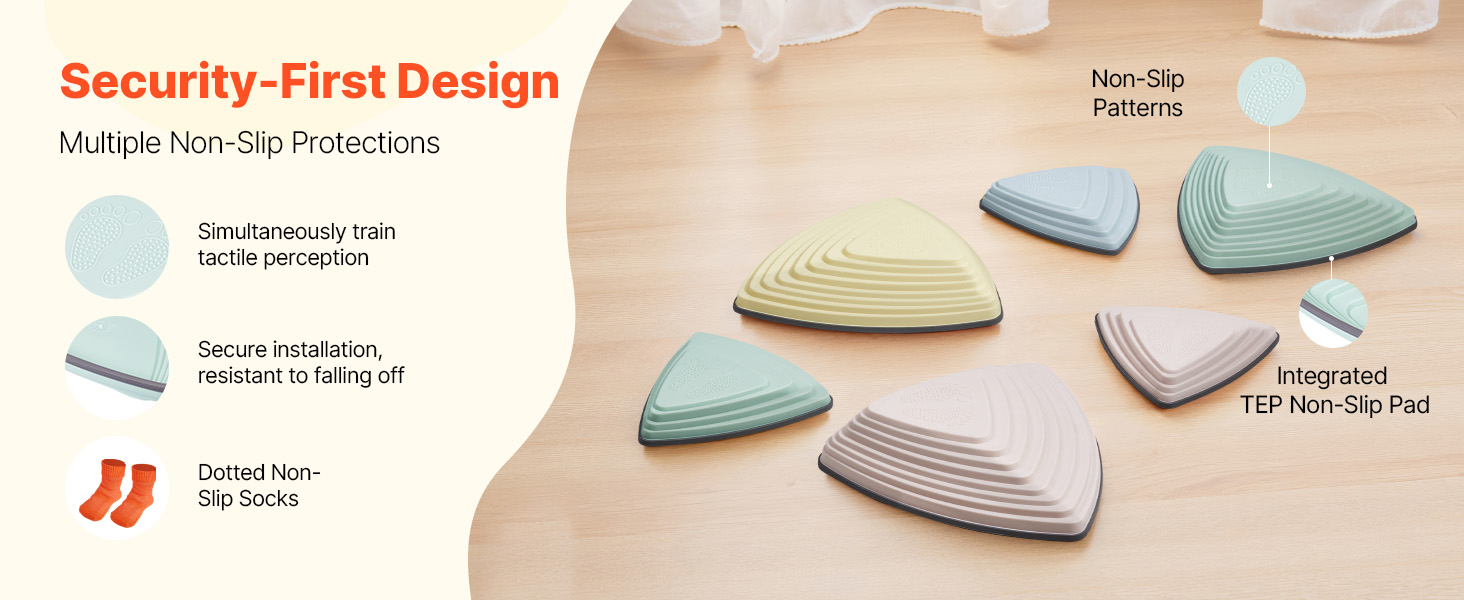 VEVOR Kids Balance Stepping Stones Sensory Obstacle Course 6 PCS ...