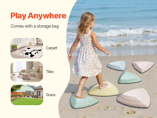 VEVOR Kids Balance Stepping Stones Sensory Obstacle Course 6 PCS ...