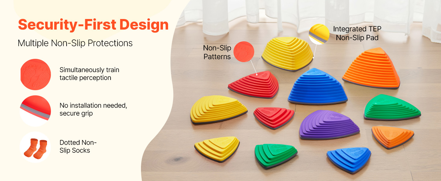 VEVOR Kids Balance Stepping Stones Sensory Obstacle Course 12 PCS Outdoor Indoor | VEVOR US