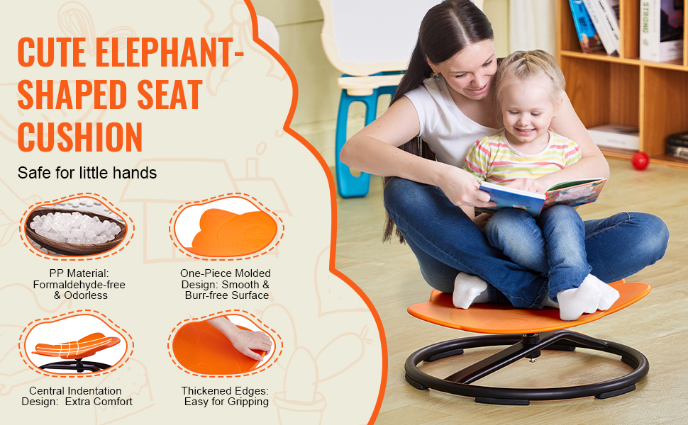 VEVOR Elephant Kids Spinning Chair 220 lbs Sensory Swivel Chair Seat ...