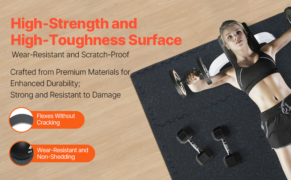 VEVOR 0.56" Thick Gym Floor Mats 25 Tiles Rubber Top with EVA Foam ...