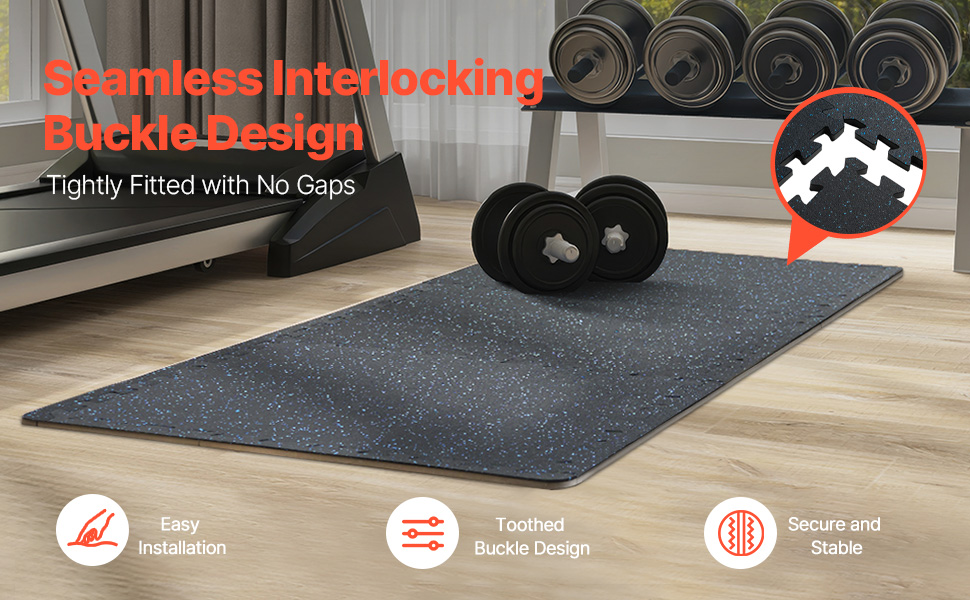 VEVOR 0.56" Thick Gym Floor Mats 25 Tiles Rubber Top with EVA Foam ...