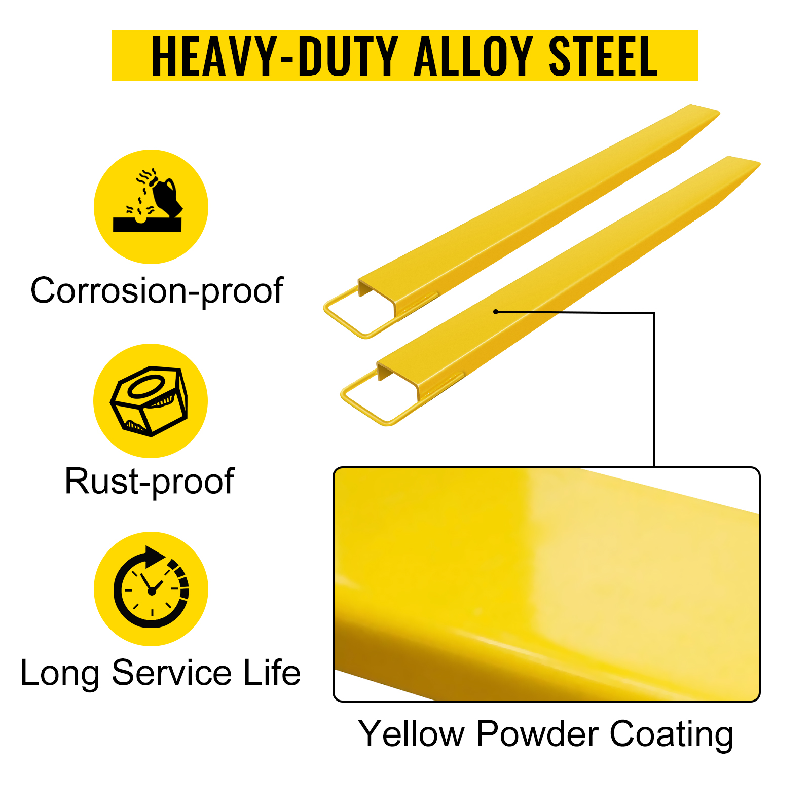 VEVOR Pallet Fork Extension 96 Inch Length 5 Inch Width, Heavy Duty ...
