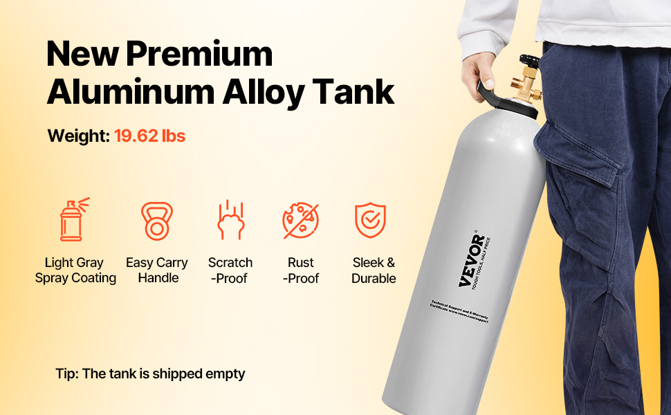 VEVOR CO2 Tank 15 lbs Aluminum Alloy Cylinder with CGA320 Valve DOT ...