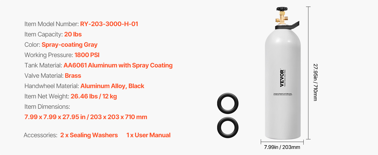 CO2 Tank 20 lbs New Aluminum Alloy Cylinder with CGA320 Valve DOT & TC ...