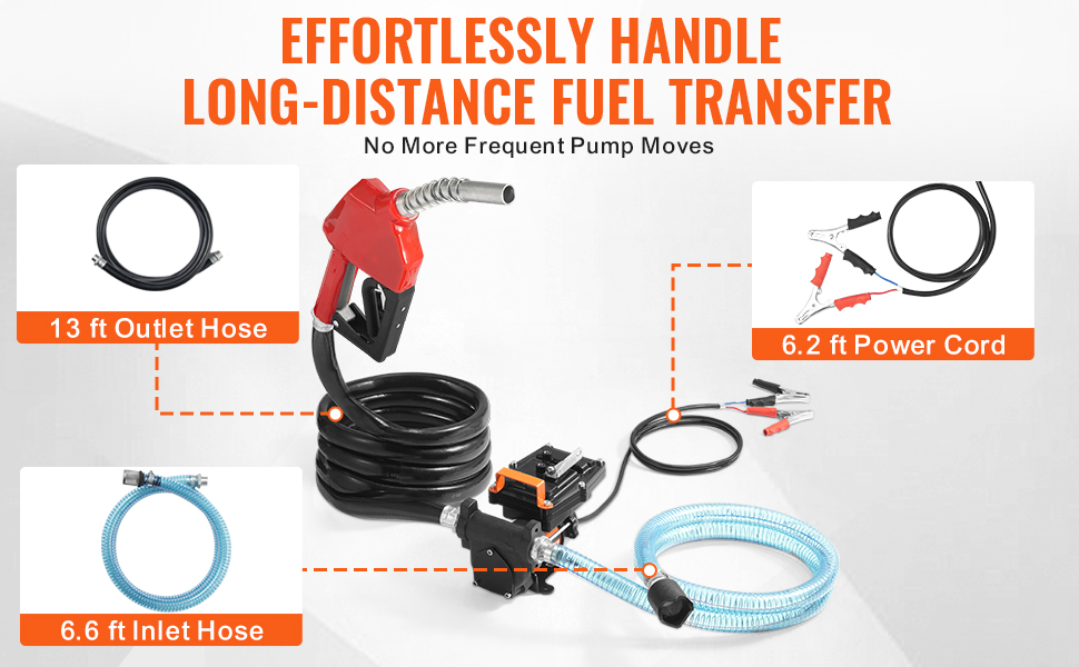 VEVOR Fuel Transfer Pump 12V 15 GPM 1/4 HP Diesel Pump with Auto Fuel ...