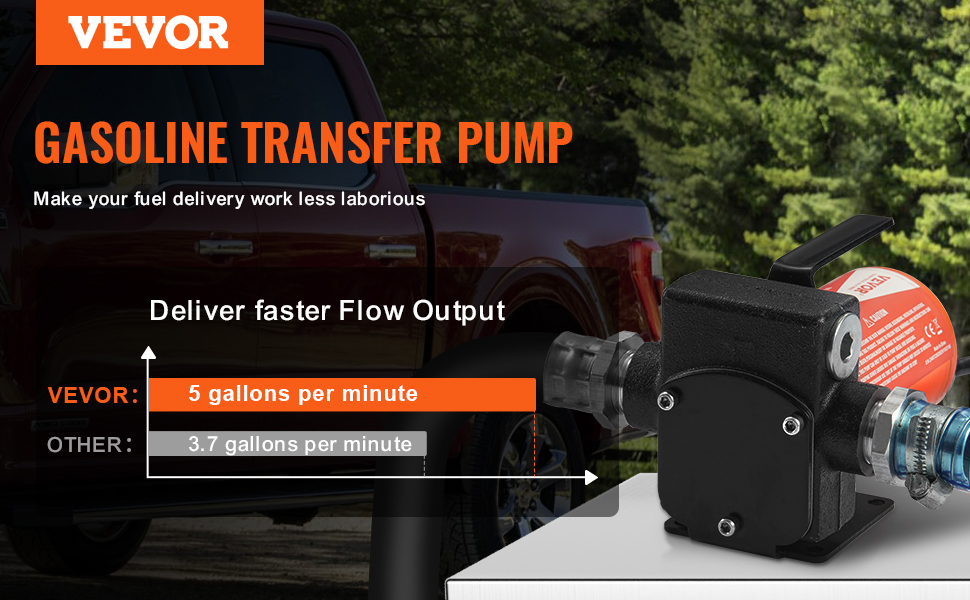 VEVOR Fuel Transfer Pump 12V 5.3 GPM 1/10 HP Diesel Pump with Auto Fuel ...