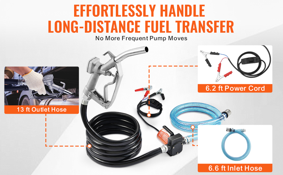 VEVOR Fuel Transfer Pump 12V 5.3 GPM 1/10 HP Diesel Pump with Auto Fuel ...