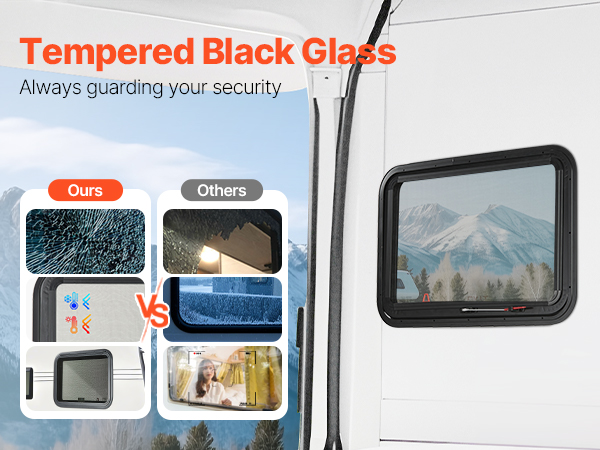 Exit RV Window 30" W x 20" H Emergency Push Out Window W/ Screen & Ring ...