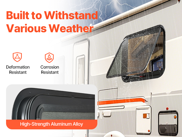 Exit RV Window 30" W x 20" H Emergency Push Out Window W/ Screen & Ring ...