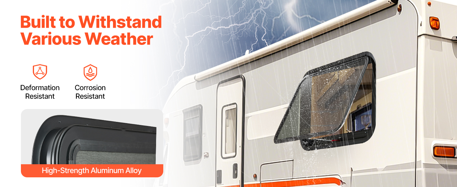 Exit RV Window 30" W x 20" H Emergency Push Out Window W/ Screen & Ring ...