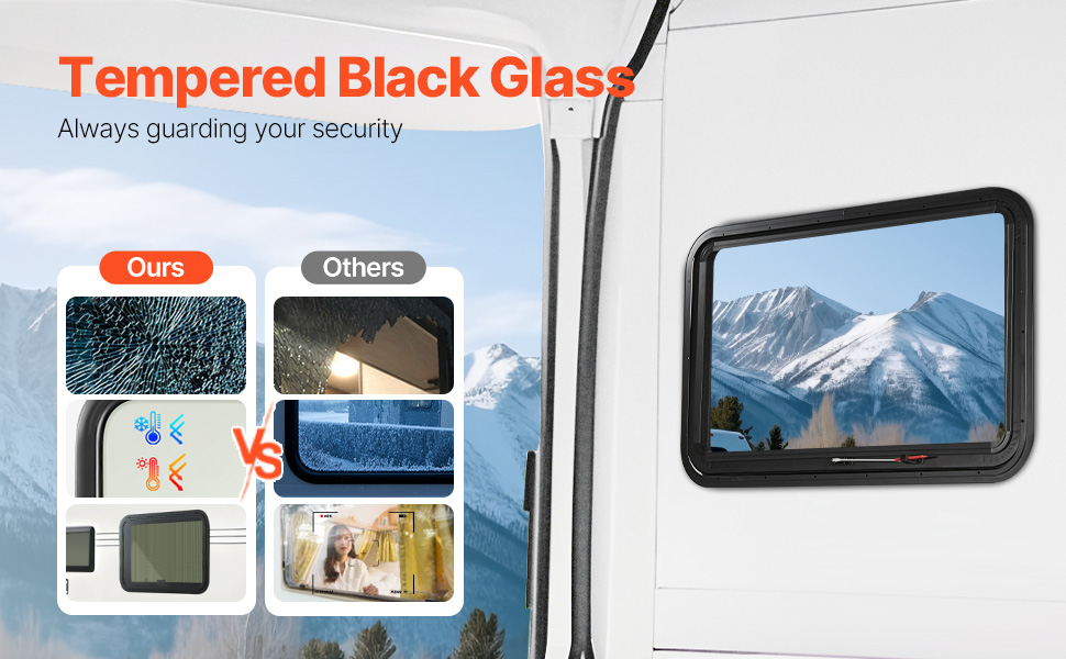 Exit RV Window 36" W x 22" H Emergency Push Out Window W/ Screen & Ring ...
