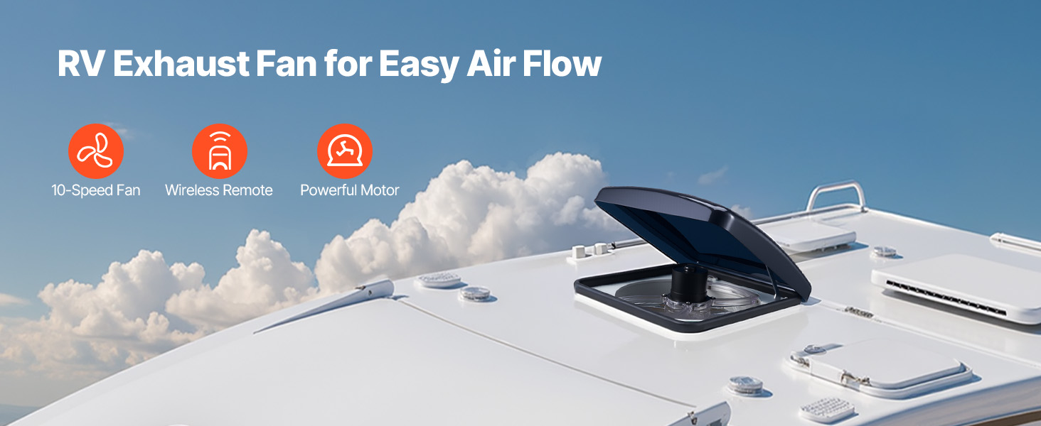 RV Vent Roof Fan 14 inch 10-Speed Reversible with Remote Control | VEVOR US