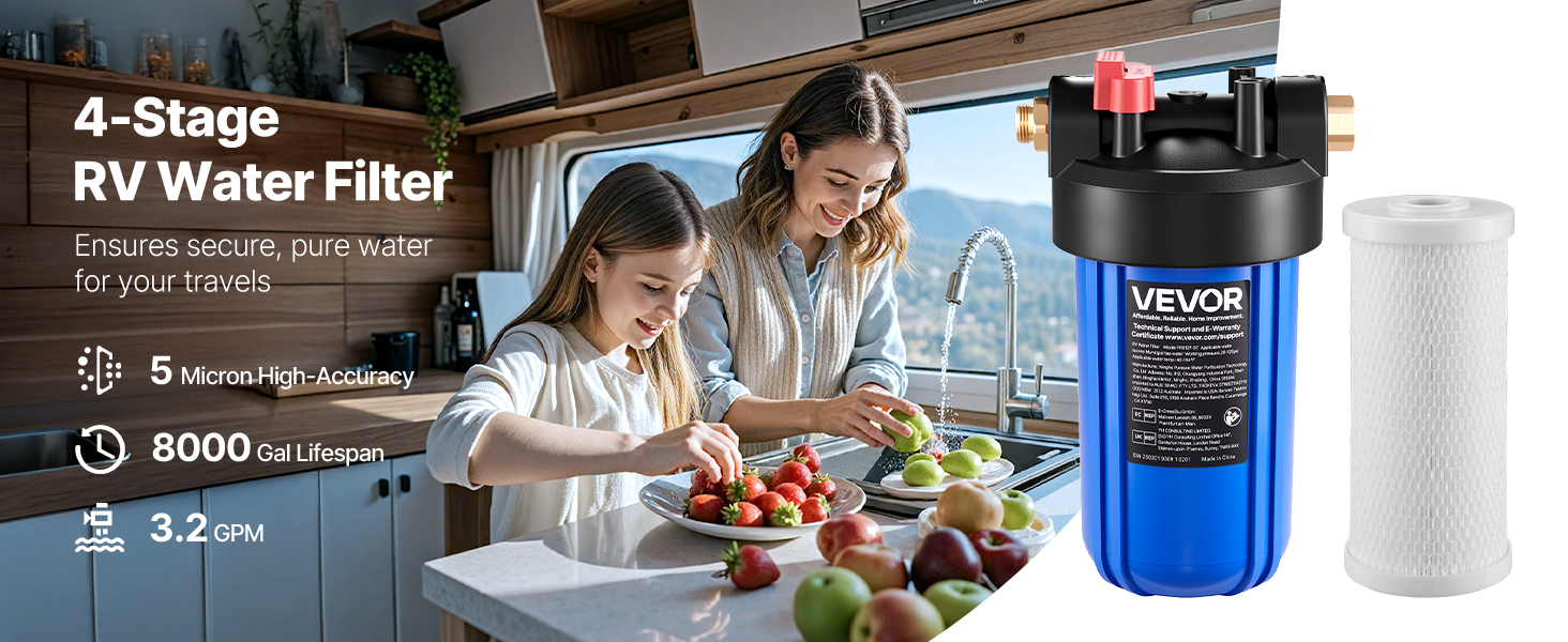 RV Water Filter System with Replaceable Cartridge for Clean Water RV ...