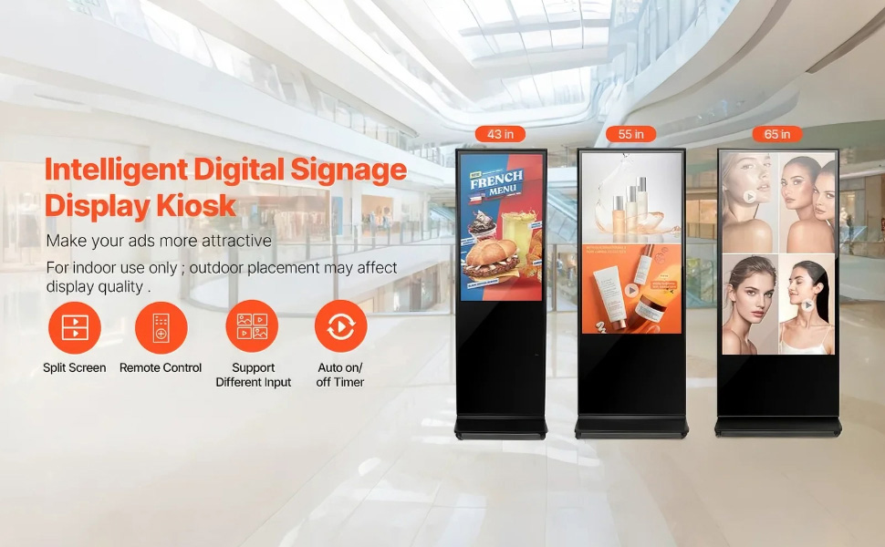 43" Digital Signage Display Non-touch Screen 2K UHD LCD Floor Standing ...