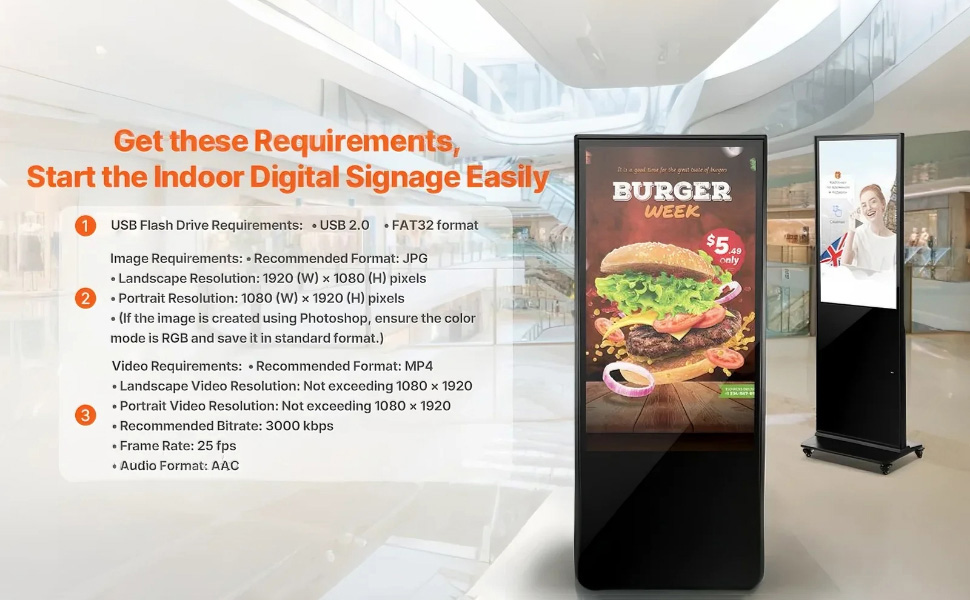 43" Digital Signage Display Non-touch Screen 2K UHD LCD Floor Standing ...