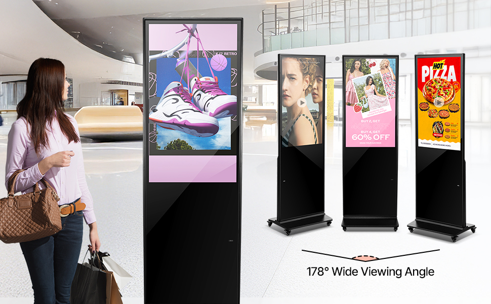 43" Digital Signage Display Non-touch Screen 2K UHD LCD Floor Standing ...