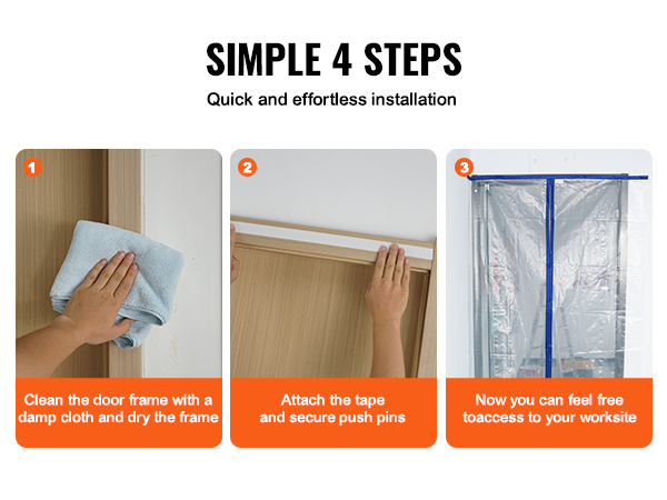 VEVOR Dust Barrier, 8.5 x 5 Ft Dust Barrier Door Kit, with Magnetic ...