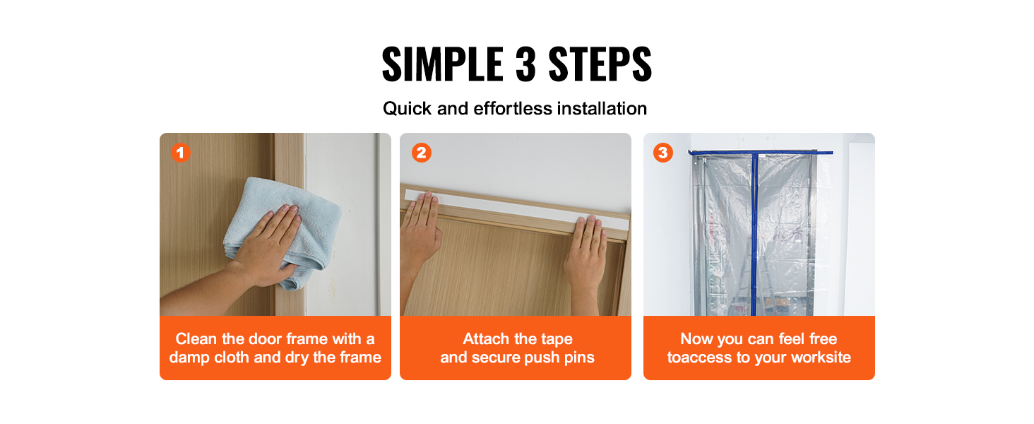 VEVOR Dust Barrier, 8.5 x 5 Ft Dust Barrier Door Kit, with Magnetic ...