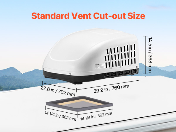 RV Air Conditioner 15000 BTU Non-Ducted Rooftop RV AC Unit 65 dB Quiet ...