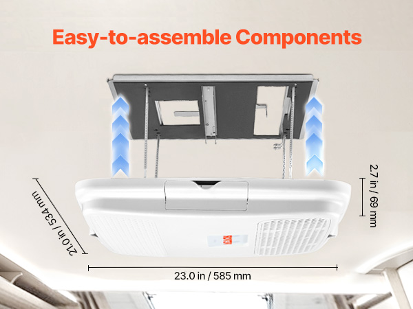 RV Air Conditioner 15000 BTU Non-Ducted Rooftop RV AC Unit 65 dB Quiet ...