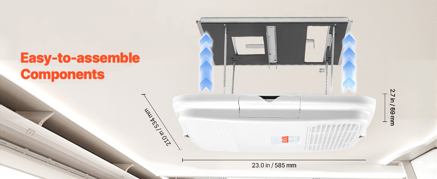 RV Air Conditioner 15000 BTU Non-Ducted Rooftop RV AC Unit 65 dB Quiet ...