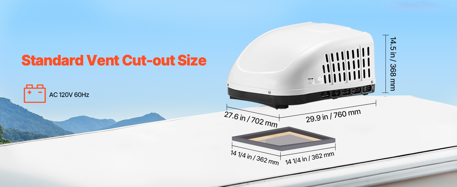 RV Air Conditioner 13500 BTU Non-Ducted Rooftop RV AC 65 dB Quiet for ...