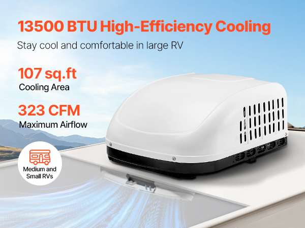 RV Air Conditioner 13500 BTU Non-Ducted Rooftop RV AC Unit 65 dB Quiet ...