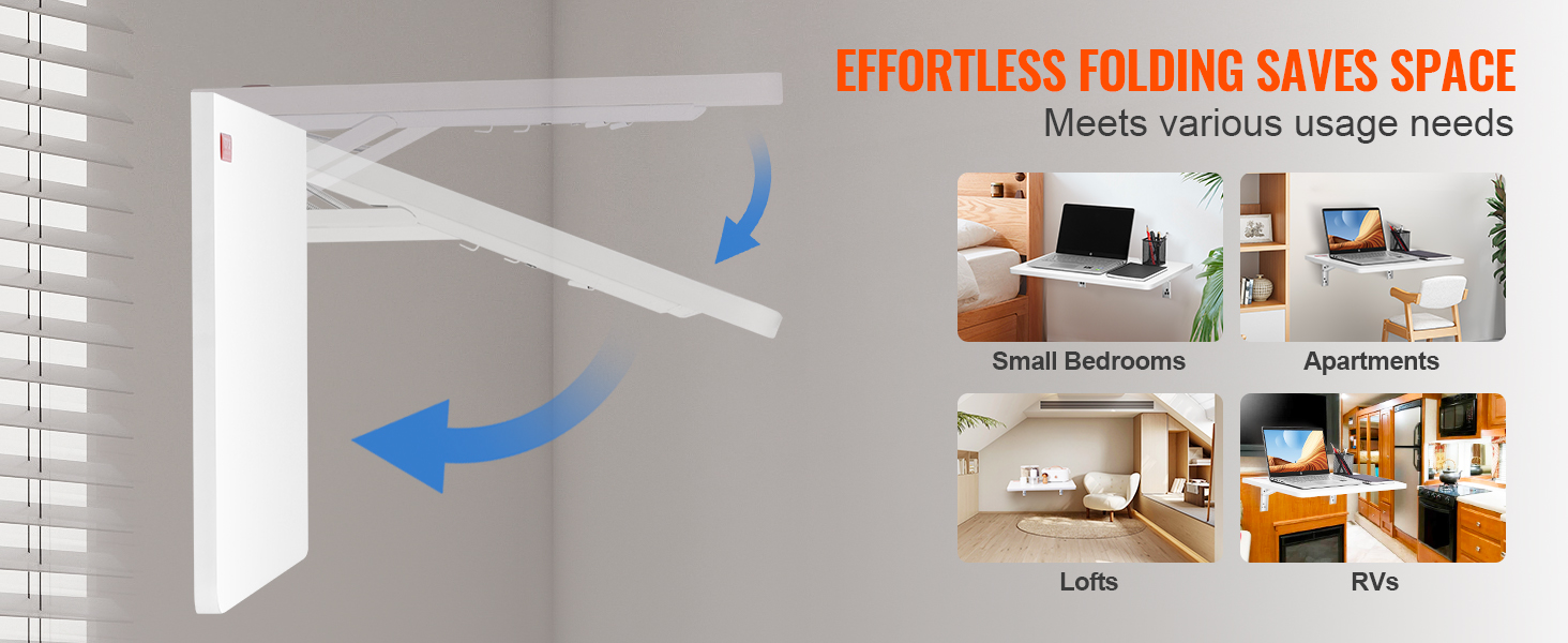 VEVOR Wall Mounted Folding Table, Wall Mount Drop Leaf Tables, Wooden ...