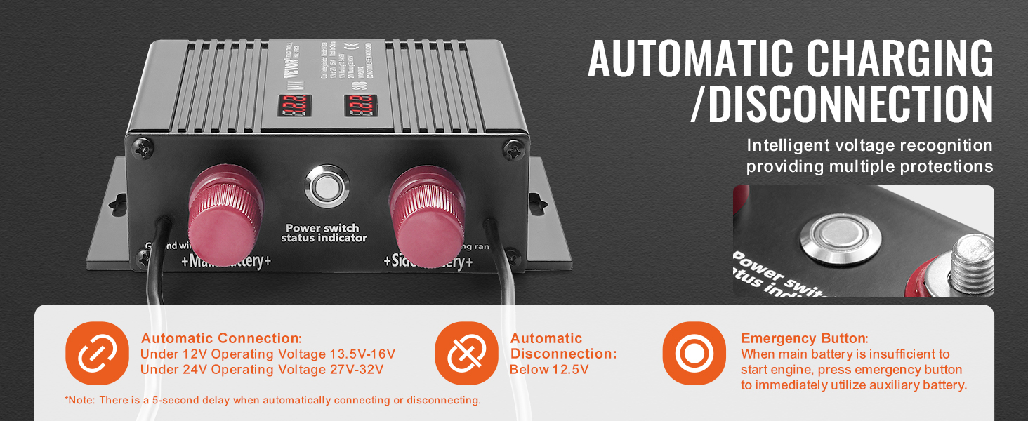 VEVOR Dual Battery Smart Isolator 12V/24V 250 Amp Voltage Sensitive ...