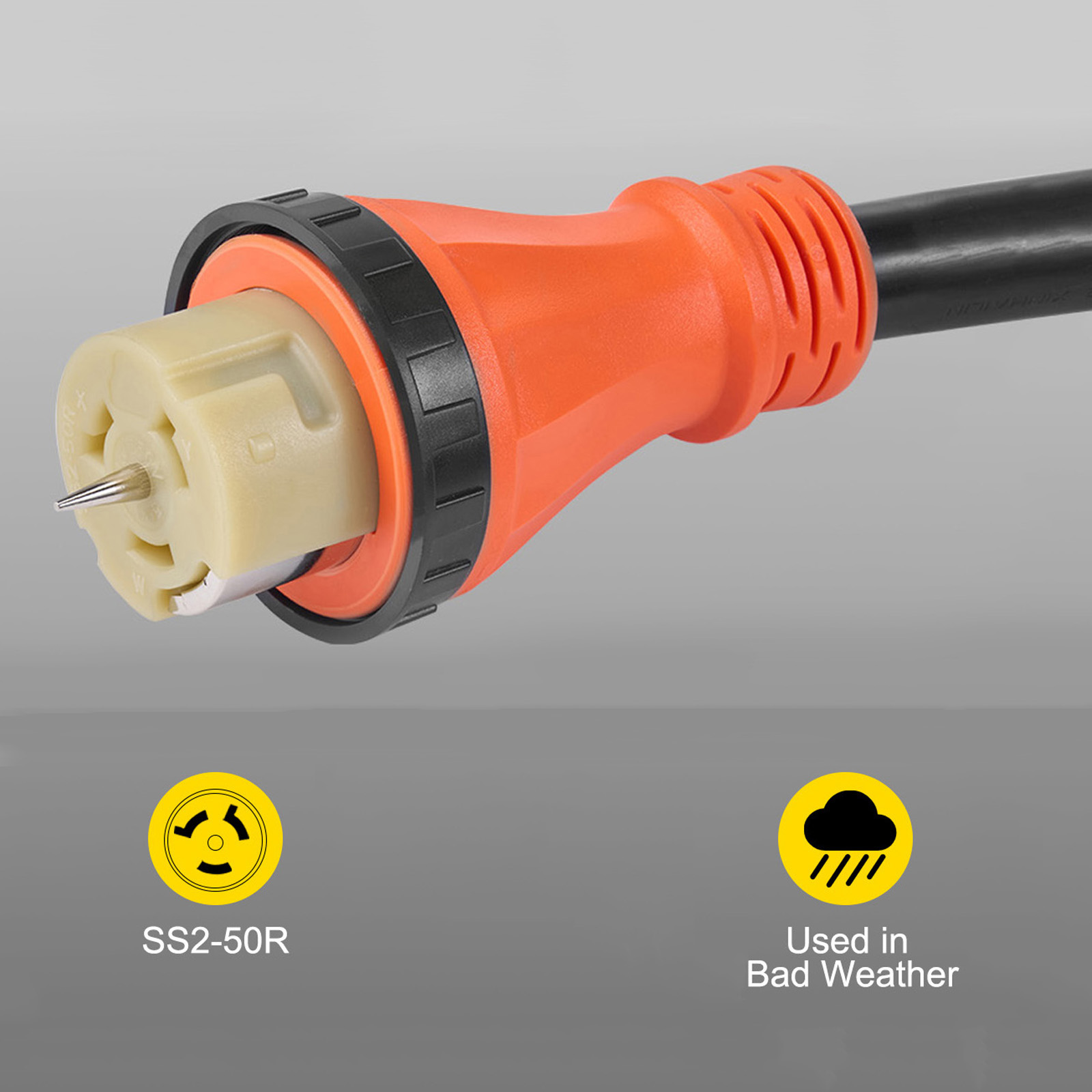 VEVOR Generator Cord, 15FT Generator Power Cord w/ Plug in & Out Pin of ...