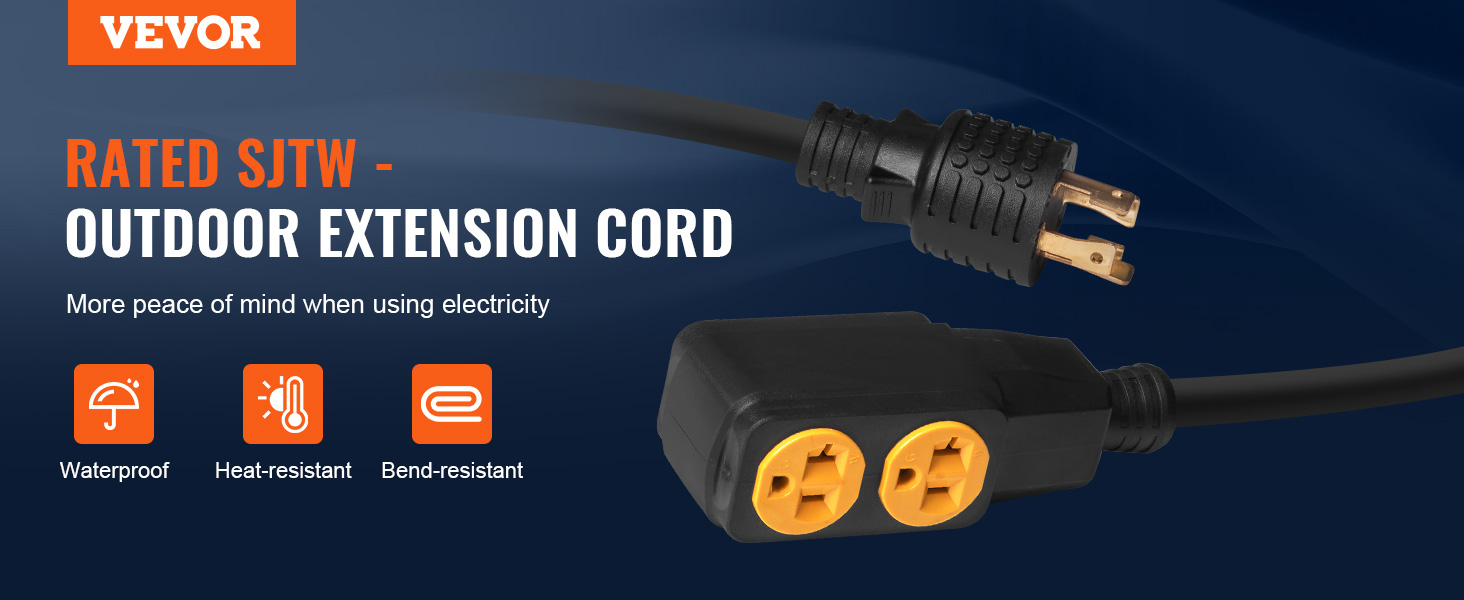 VEVOR 30-Amp Generator Extension Cord, 25 Feet, 125V 3750W Heavy Duty ...