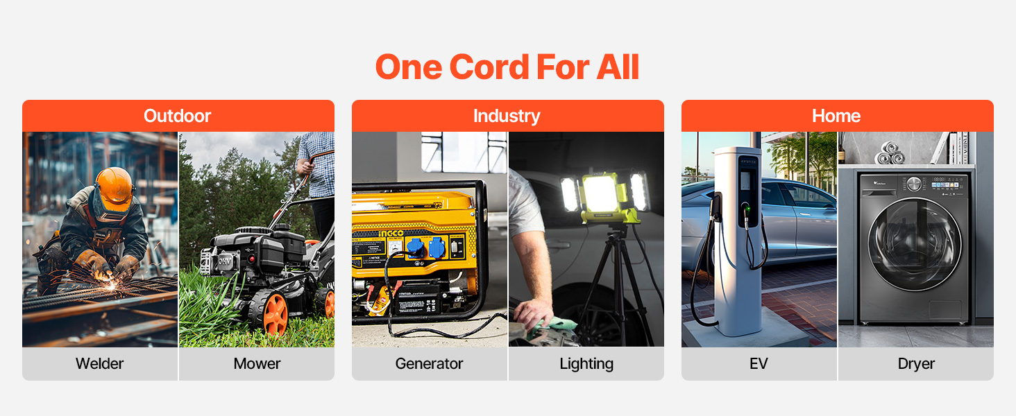 30A Generator Extension Cord 50 ft 250V NEMA 6-50P to 6-50R 7500W Power ...
