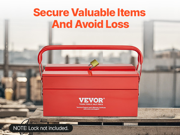 VEVOR Tool Box 14-inch 2-Tier 3-Tray Folding Cantilever Toolbox with ...