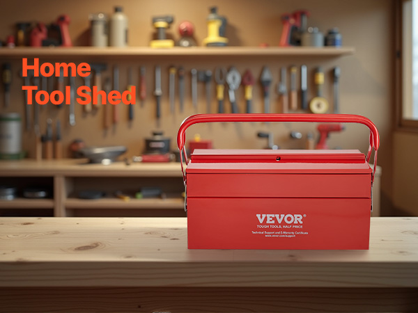 VEVOR Tool Box 14-inch 2-Tier 3-Tray Folding Cantilever Toolbox with ...