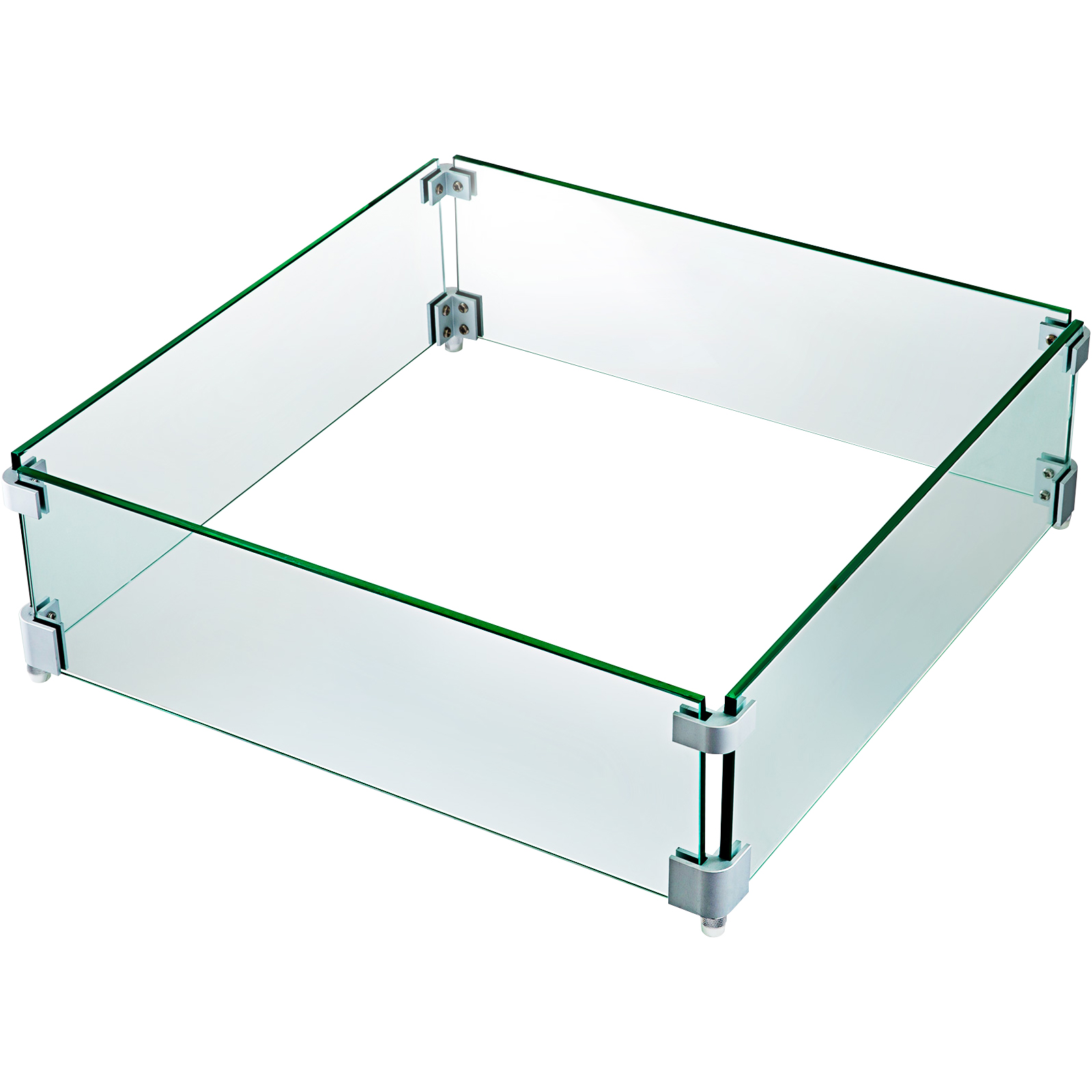 VEVOR Square Fire Pit Wind Guard, 19" x 19" x 6" Glass Flame Guard ...