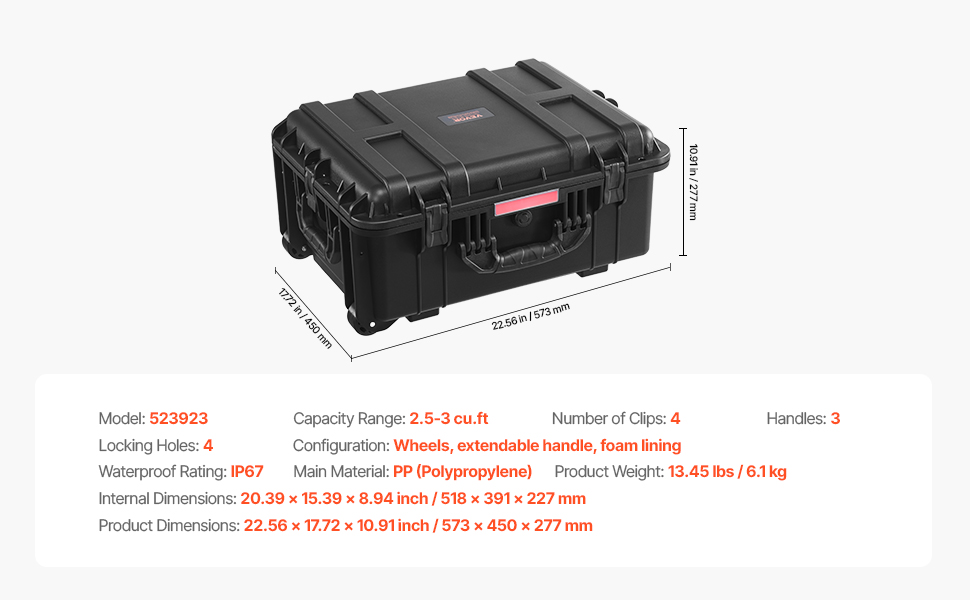 VEVOR Weatherproof Hard Case, Heavy Duty Protective Dry Box Case with ...