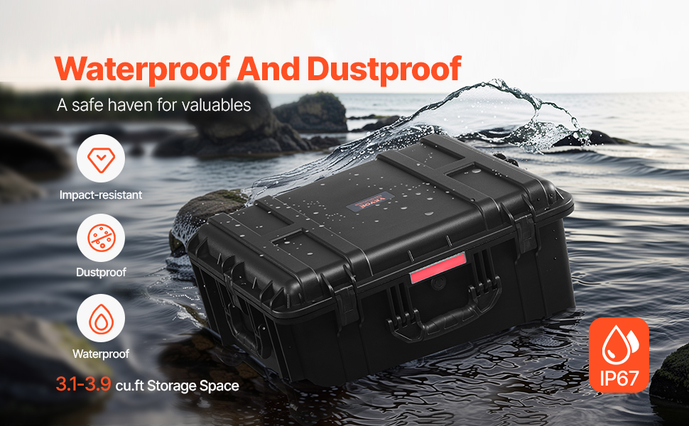 VEVOR Weatherproof Hard Case, Heavy Duty Protective Dry Box Case with ...